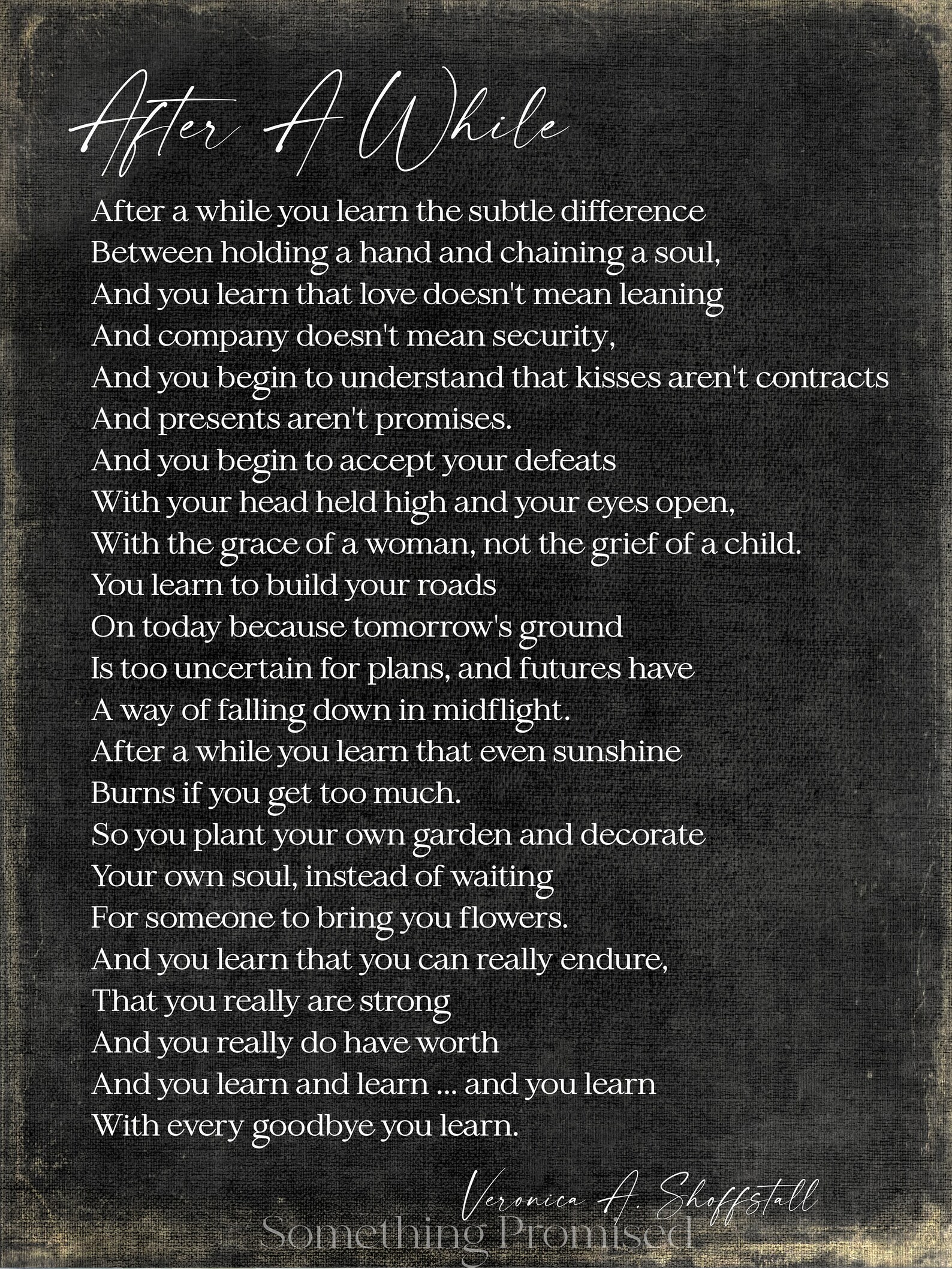 After A While Poem on Metal Print-reclaimed Wood Frame-veronica A ...