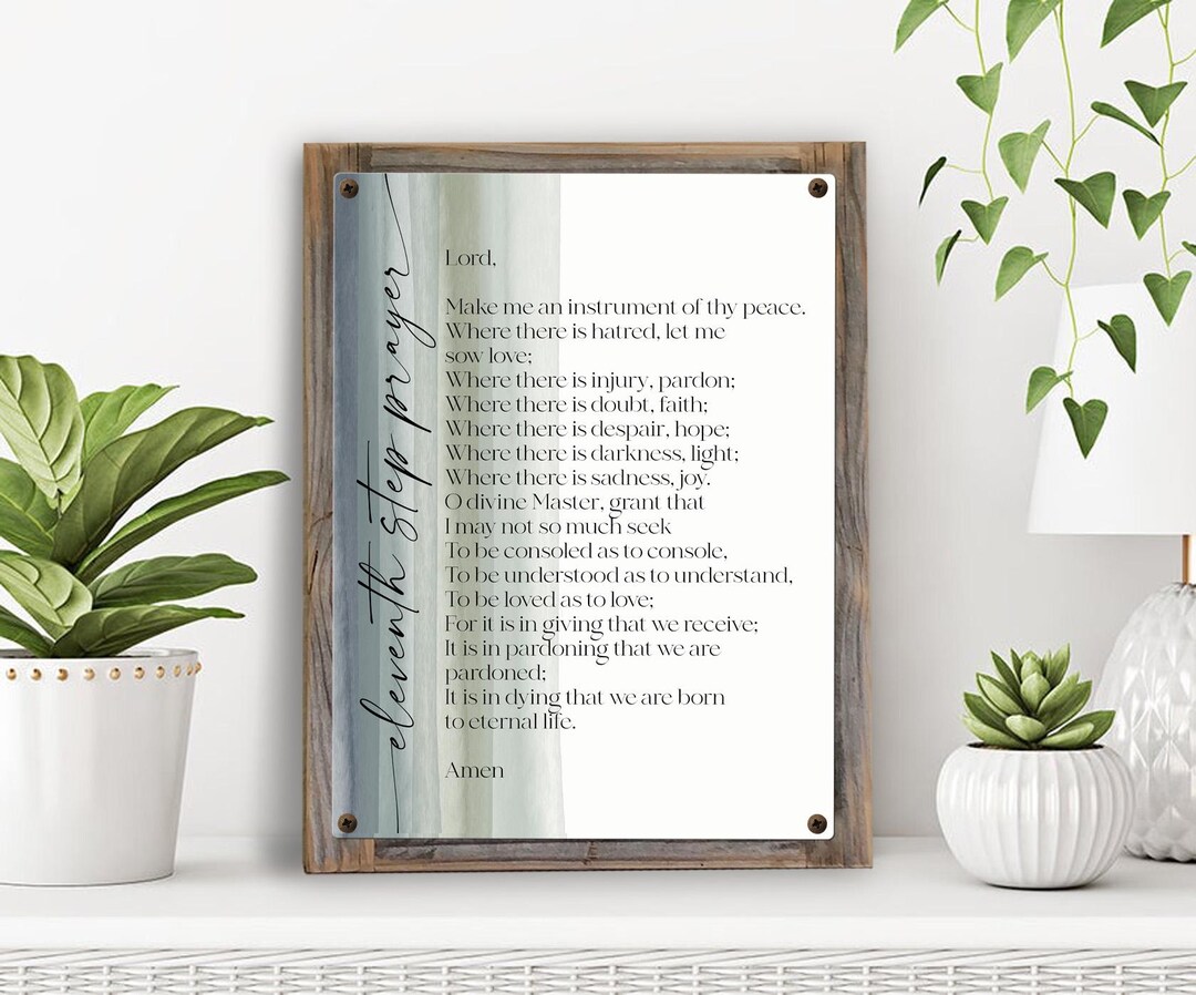 Eleventh Step Prayer Metal Print: Reclaimed Wood Frame, AA Recovery ...