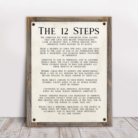 The 12 Steps of Aa-metal Print on Reclaimed Wood - Etsy