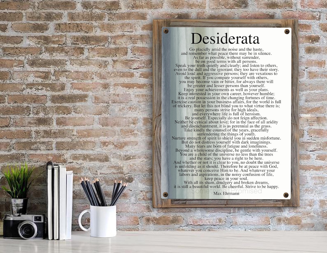 Desiderata Poem on Metal Print-reclaimed Wood Frame-max Ehrmann Wall ...