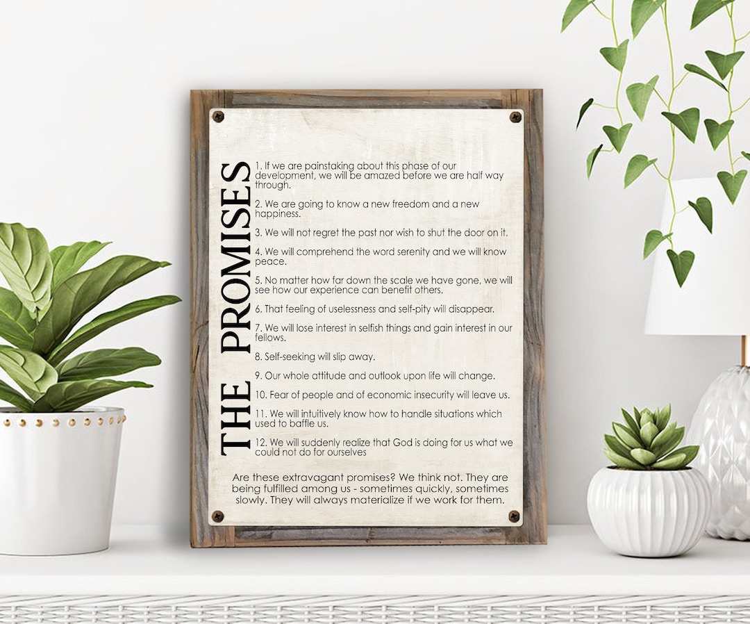 The AA Promises-metal Print on Reclaimed Wood Frame-addiction Recovery ...