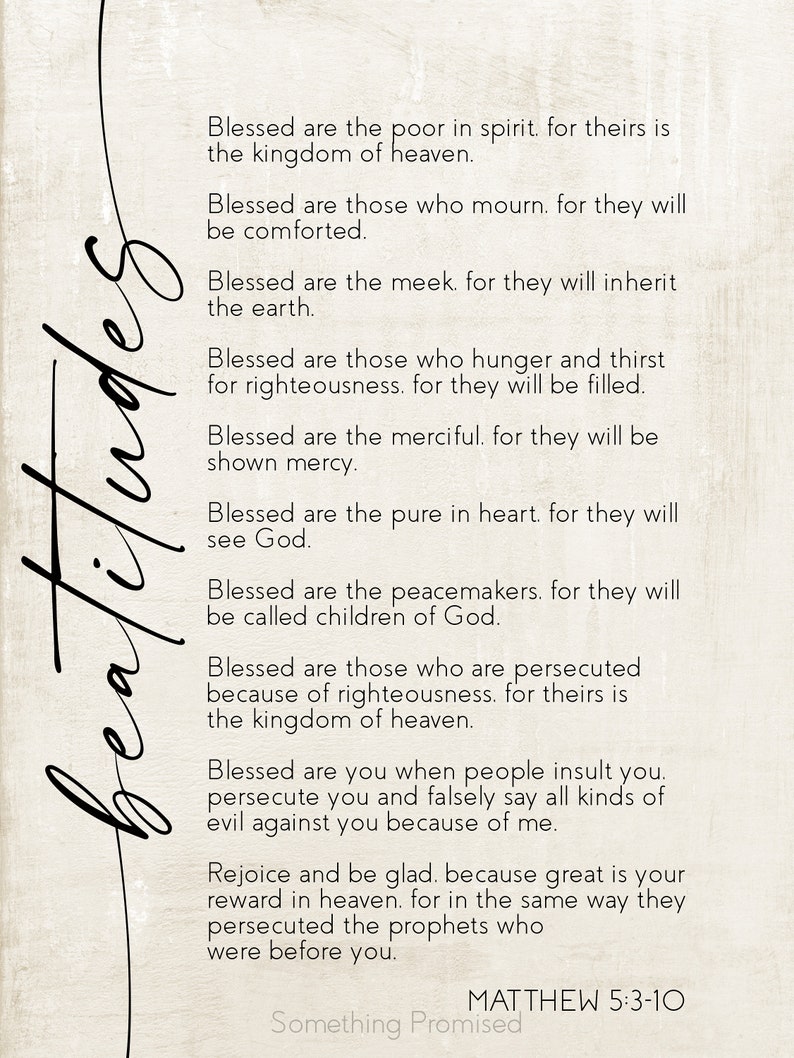 Beatitudes Metal Print on Reclaimed Wood Frame-matthew 5:3-10 ...