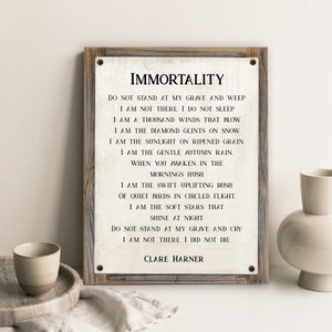 Immortality Poem Vintage Metal Print on Reclaimed Wood Frame-rustic ...
