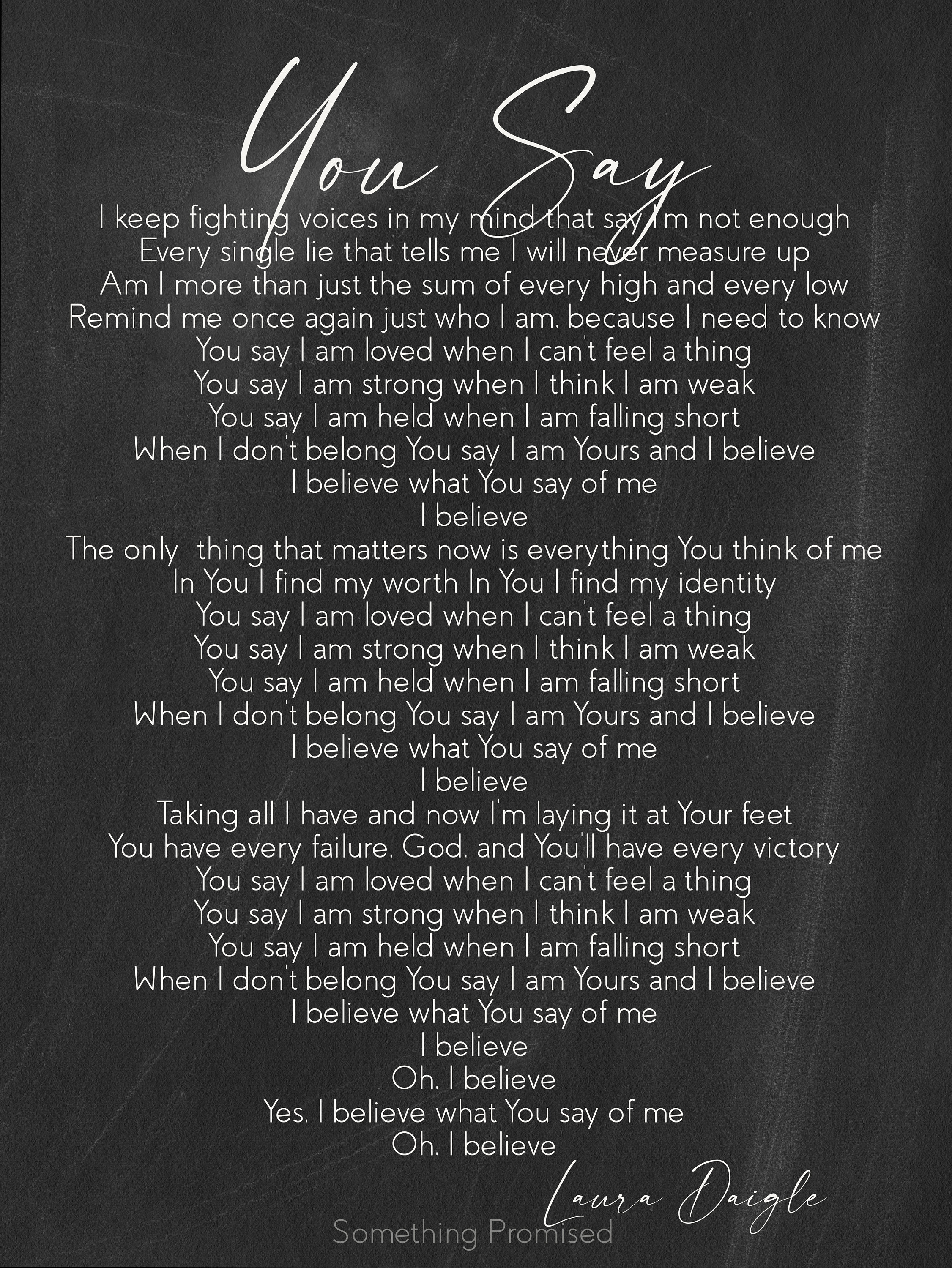You Say Lyrics on Metal Print on Reclaimed Wood Frame-custom Worship ...