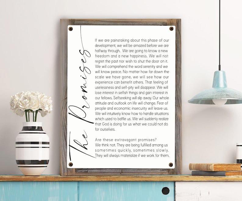 The AA Promises-metal Print on Reclaimed Wood Frame-addiction Recovery ...