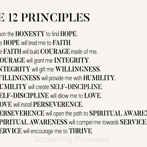 12 Principles of AA Metal Print on Reclaimed Wood Frame Spiritual Wall ...