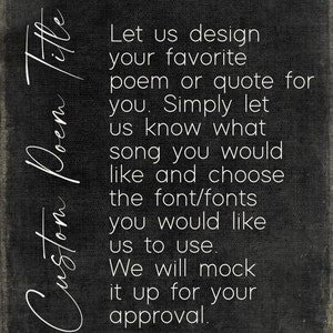 Custom Poetry Metal Print W/reclaimed Wood Frame-custom Poetry Sign ...