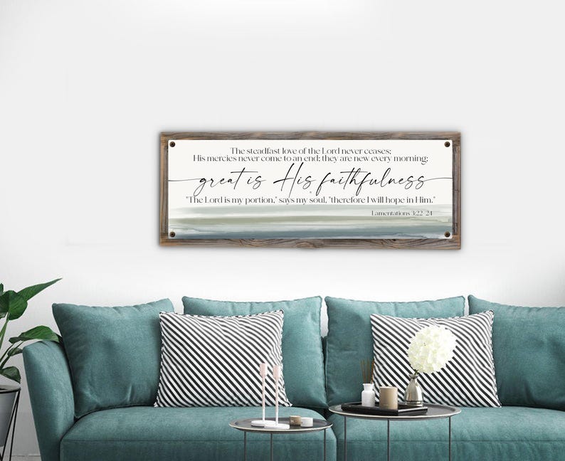 Great is His Faithfulness Metal Print on Reclaimed Wood Frame ...