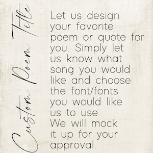 Custom Poetry Metal Print W/reclaimed Wood Frame-custom Poetry Sign ...