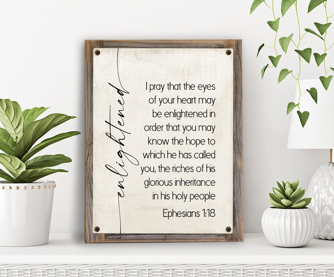 BIBLE VERSE SIGN, Ephesians 1:18, Christian Word Art, Eyes of Your ...