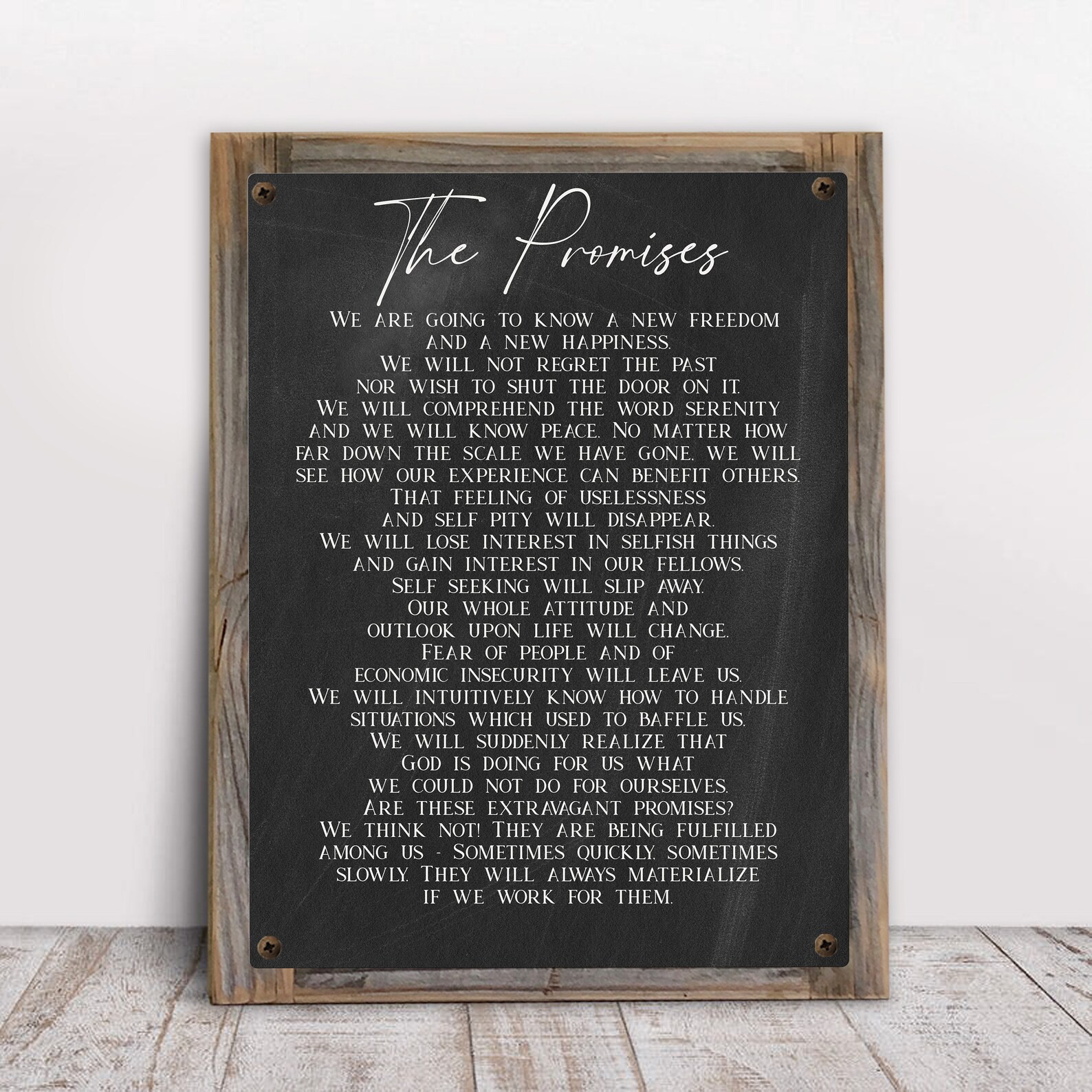 The AA Promises-metal Print on Reclaimed Wood Frame-addiction | Etsy