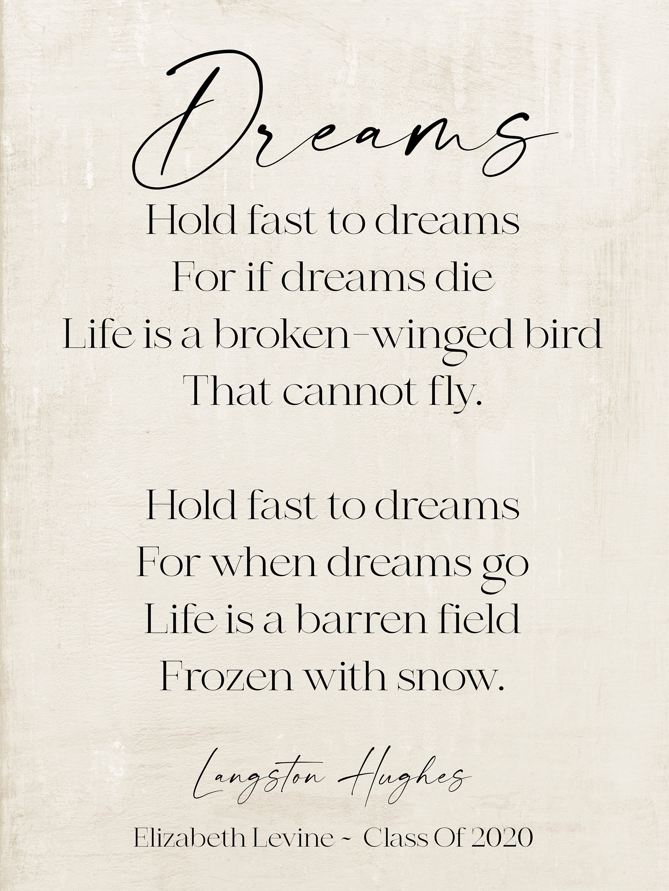 Hold Fast to DREAMS Poem Metal Print on Reclaimed Wood Frame-gift for ...