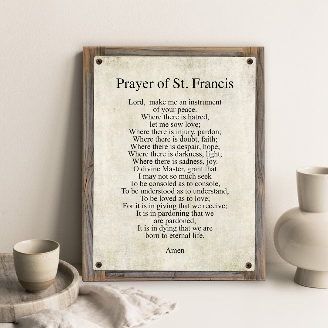 Prayer of St. Francis of Assisi Metal Print on Reclaimed Wood Frame-st ...