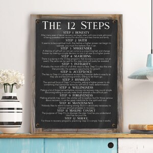 The 12 Steps of AA Metal Print on Reclaimed Wood Frame-recovery Wall ...