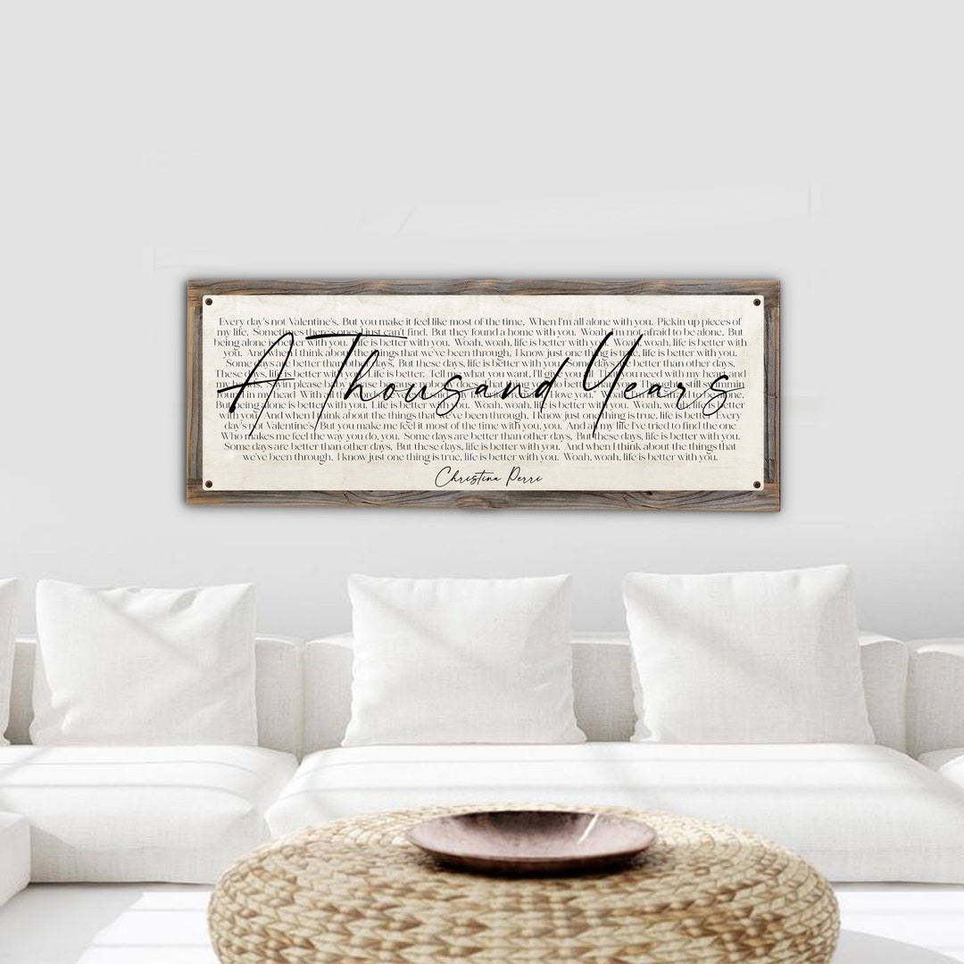 Your Wedding Song Lyrics on Metal Print on Reclaimed Wood Frame-custom ...