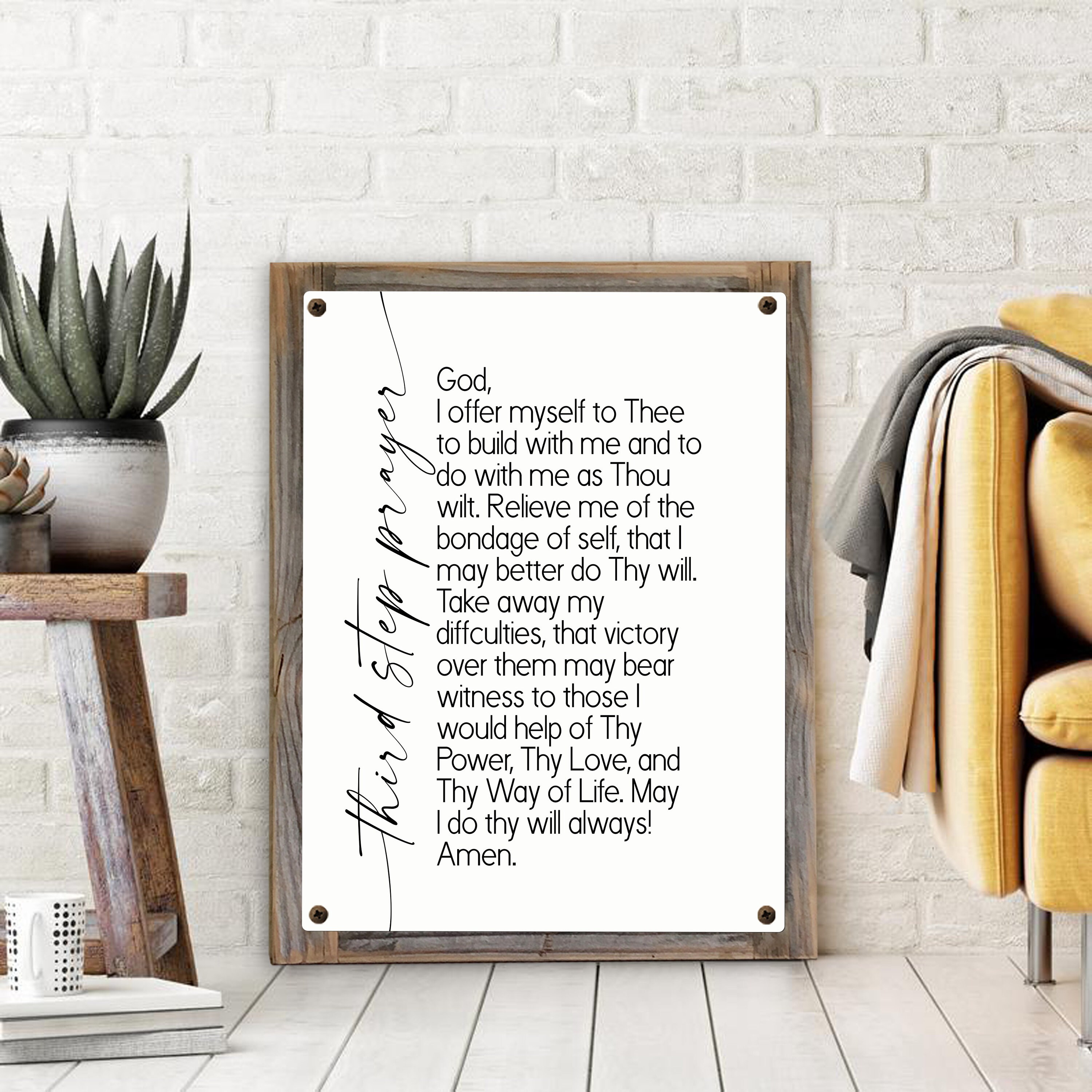 Third Step Prayer Metal Print on Reclaimed Wood Frame-3rd Step Wall Art ...