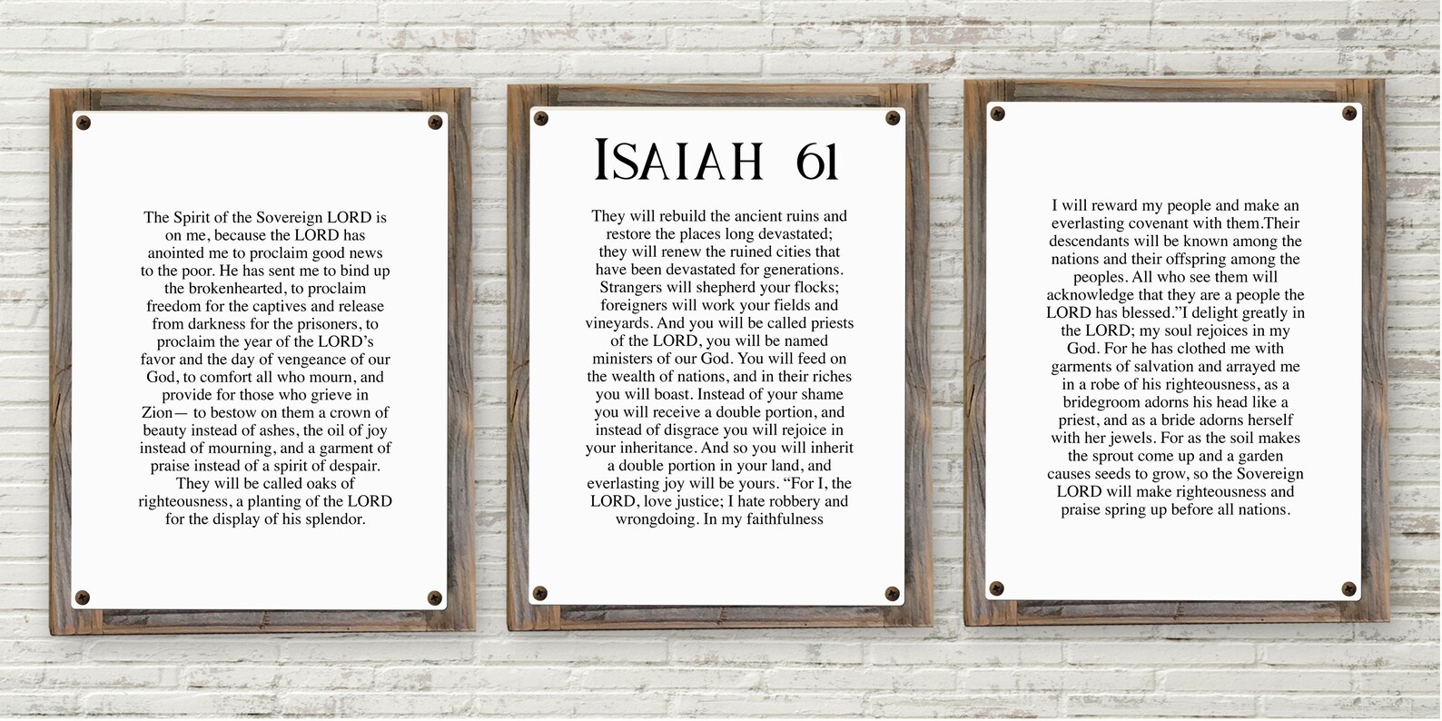 Isaiah 61 Metal Print Trio on Reclaimed Wood Frames-beauty for - Etsy