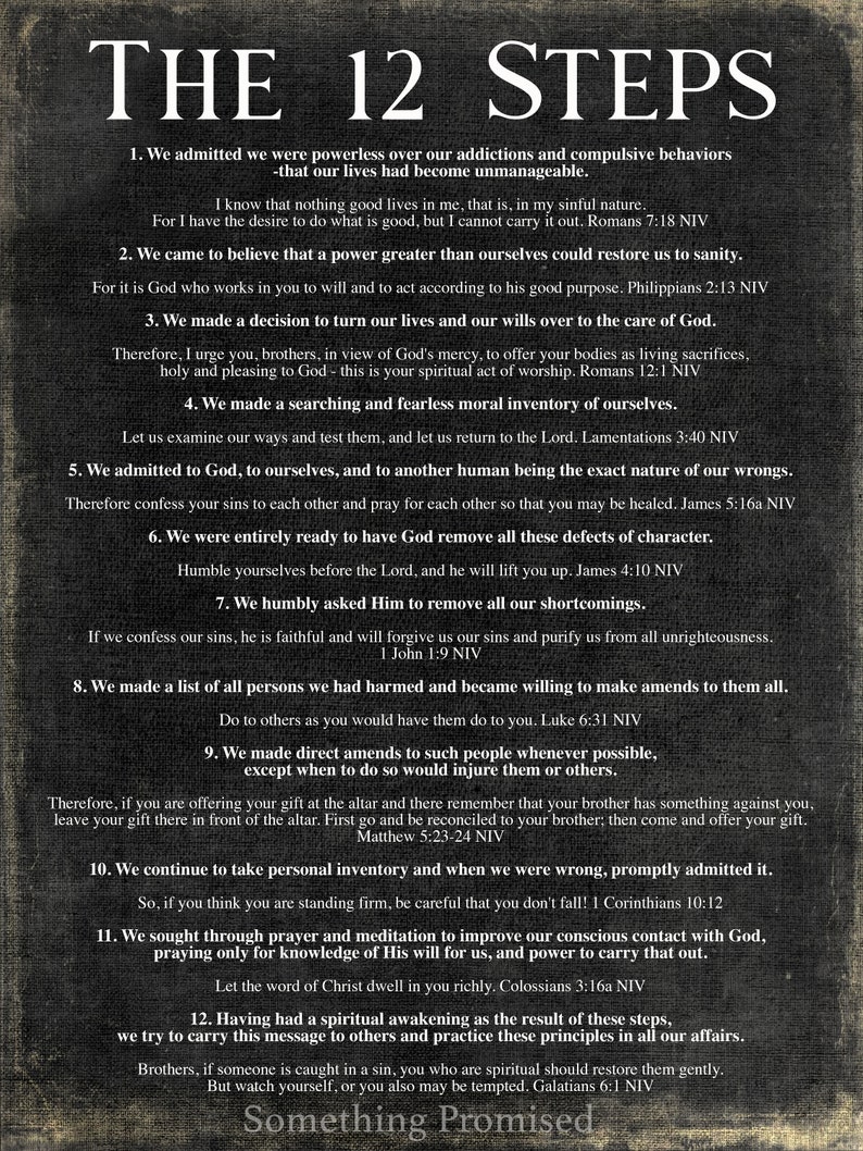 Celebrate Recovery 12 Steps of AA Metal Print on Reclaimed Wood Frame ...