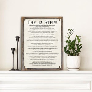 Celebrate Recovery 12 Steps of AA Metal Print on Reclaimed Wood Frame ...
