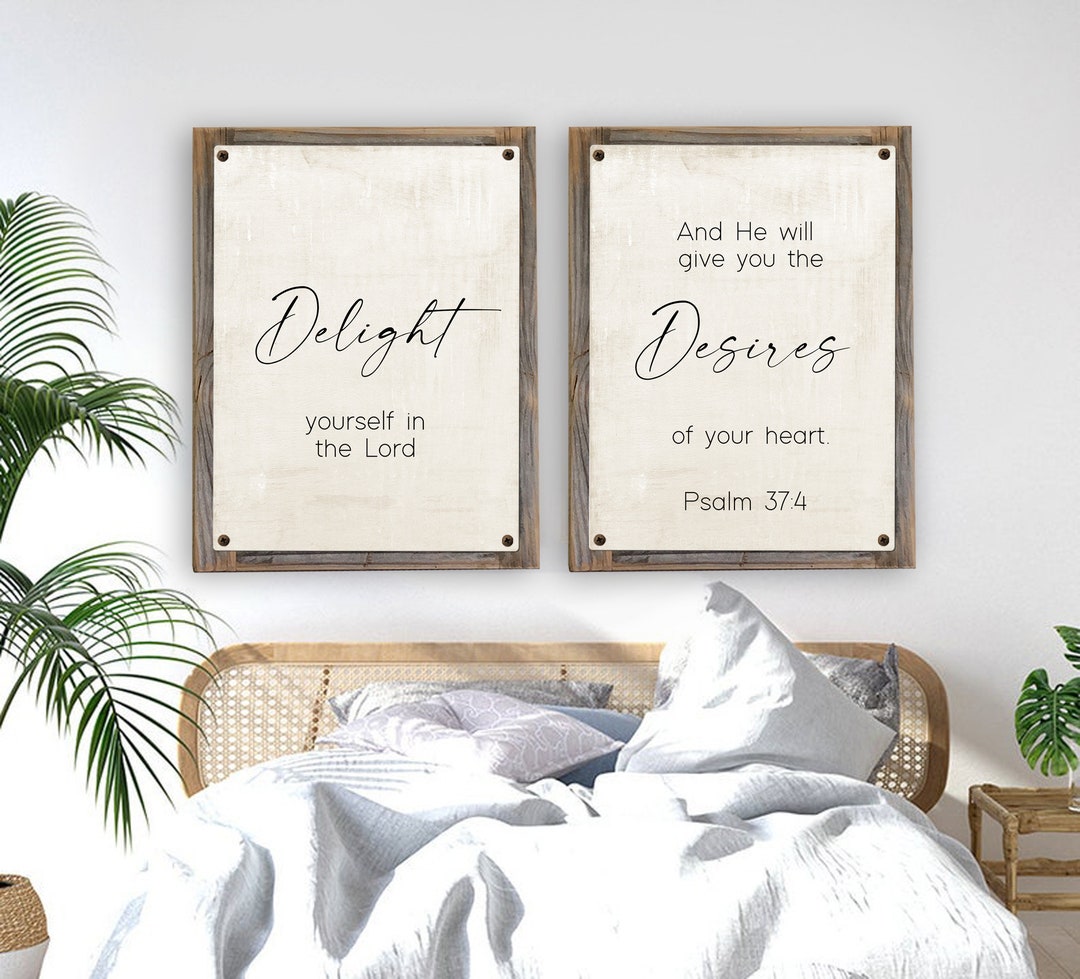 Delight Yourself in the Lord-set of 2 Metal Print on Reclaimed Wood ...