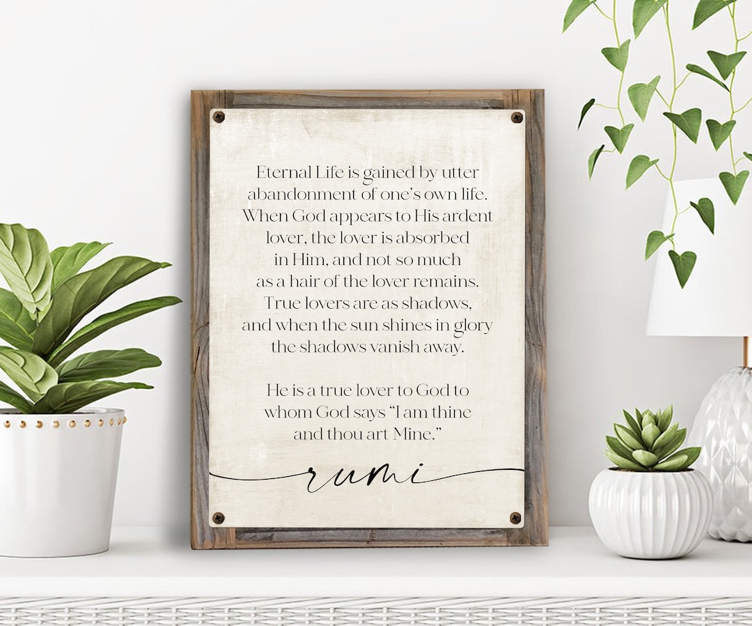 I Am Thine and Thou Art Mine.” Rumi Poem on Metal Print-reclaimed Wood ...