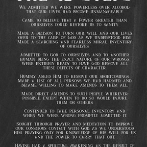 The 12 Steps of Aa-metal Print on Reclaimed Wood Frame-recovery Wall ...
