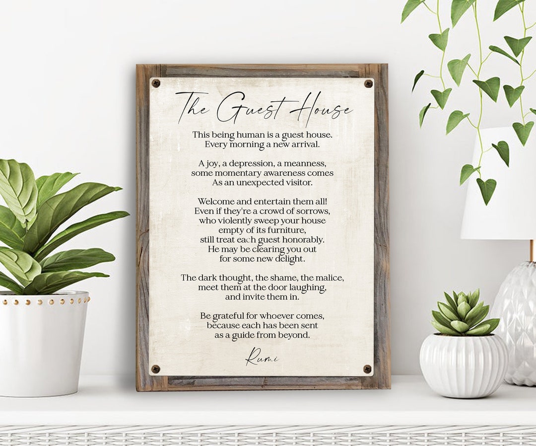 The Guest House Poem on Metal Print-reclaimed Wood Frame-rumi Poetry ...