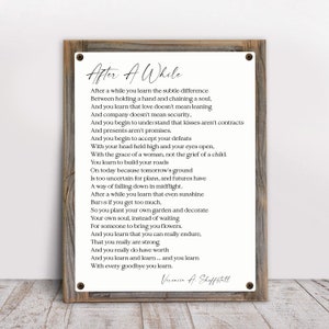 After A While Poem on Metal Print-reclaimed Wood Frame-veronica A ...