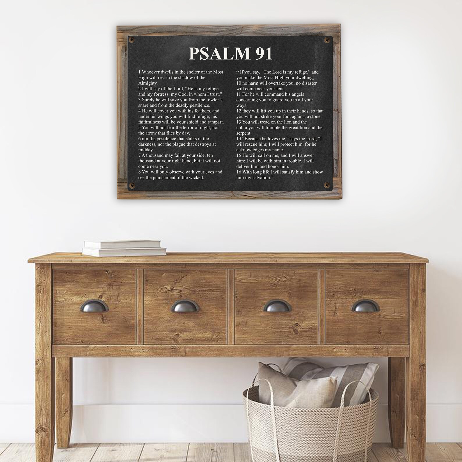 Psalm 91 Metal Print on Reclaimed Wood Frame-the Lord is My Refuge ...