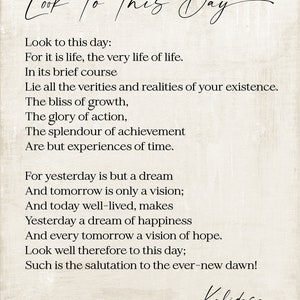 Look to This Day by Kalidasa Poem on Metal Print on Reclaimed Wood ...