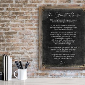 The Guest House Poem on Metal Print-reclaimed Wood Frame-rumi Poetry ...