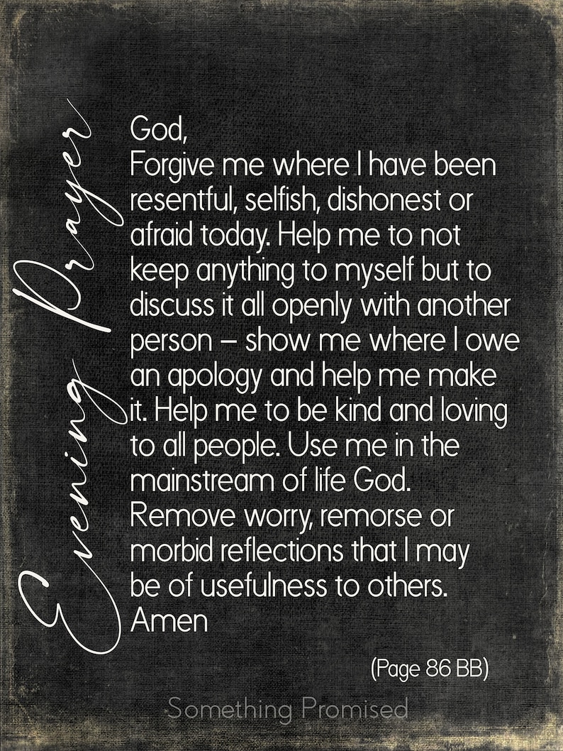 AA Evening Prayer on Metal Print on Reclaimed Wood Frame-recovery Wall ...