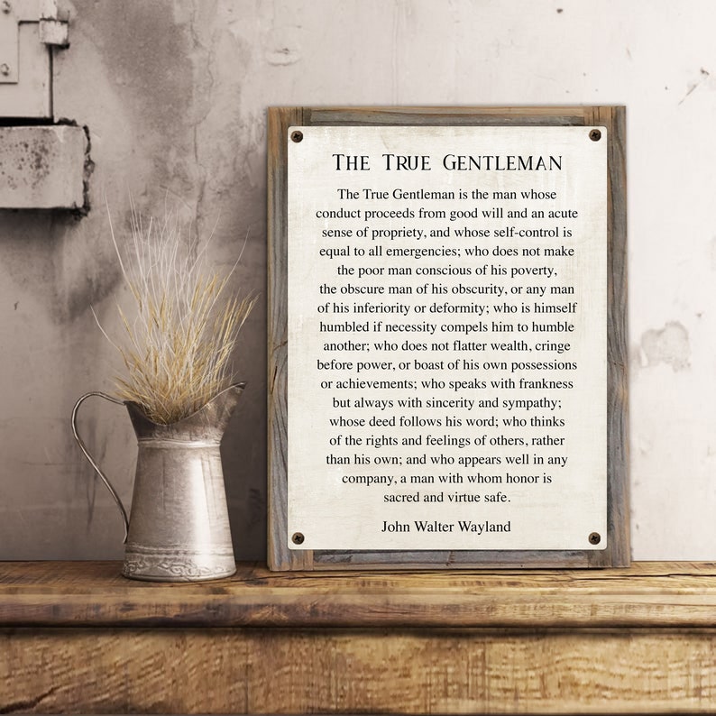 The True Gentleman Poem on Metal Print-reclaimed Wood-graduation Gift ...