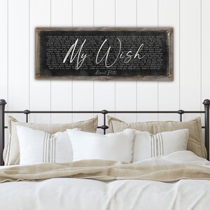 My Wish Lyrics Metal Print on Reclaimed Wood Frame-above Couch Sign ...