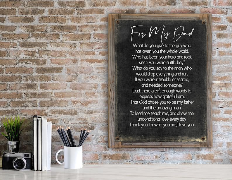 For My Dad Poem Metal Print on Reclaimed Wood Frame-personalized Dad ...