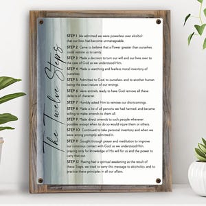 The 12 Steps of AA Metal Print on Reclaimed Wood Frame-recovery Wall ...