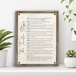 The 12 Steps of AA Metal Print on Reclaimed Wood Frame-recovery Wall ...