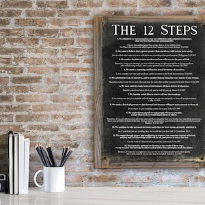 Celebrate Recovery 12 Steps of AA Metal Print on Reclaimed Wood Frame ...