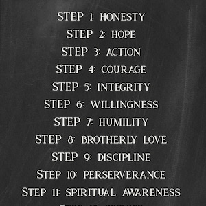 Recovery Sign-12 Principles of AA Metal Print on Reclaimed Wood Frame ...