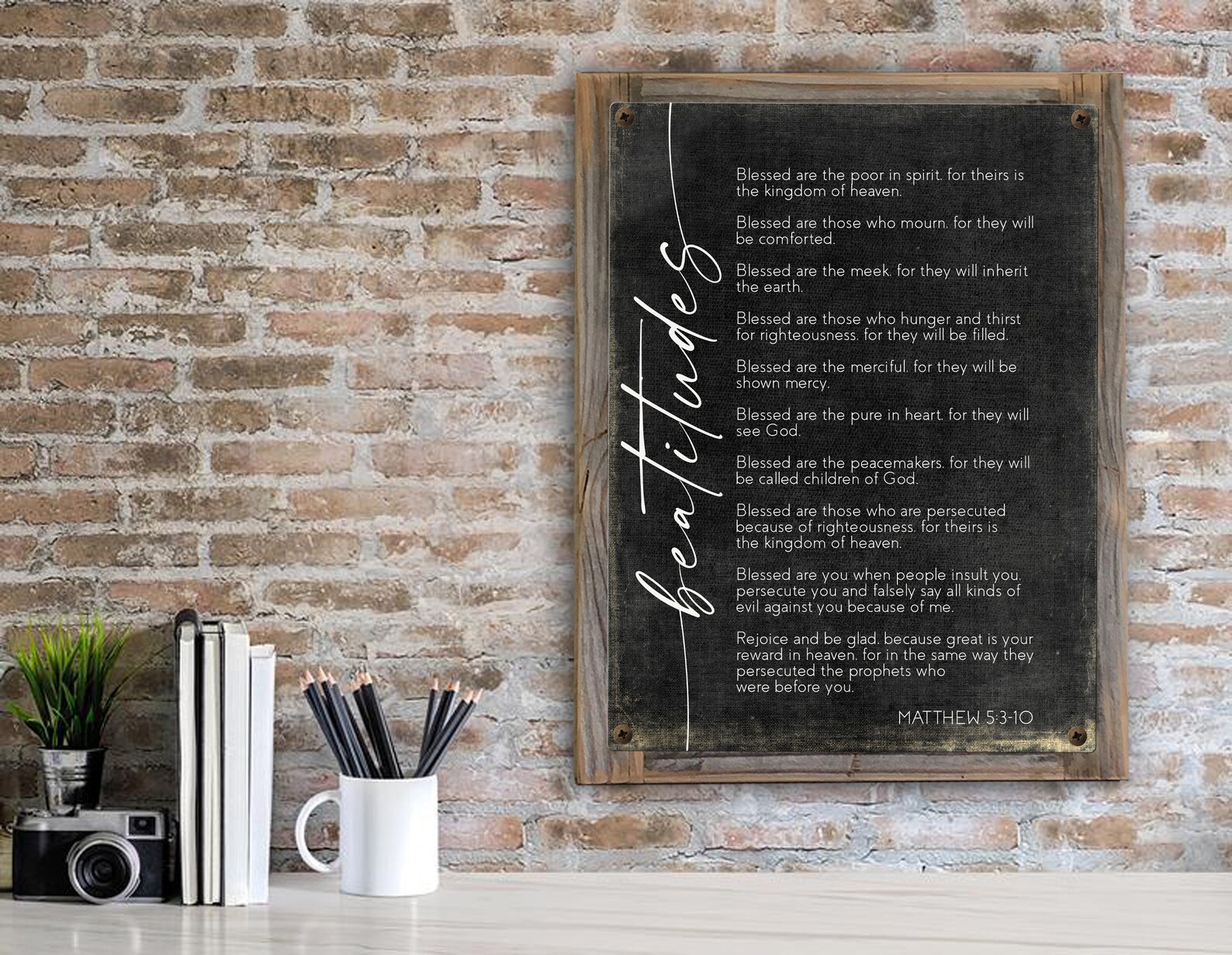 Beatitudes Metal Print on Reclaimed Wood Frame-matthew 5:3-10 ...