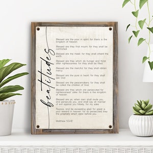 Beatitudes KJV Metal Print on Reclaimed Wood Frame-matthew 5:3-10 ...