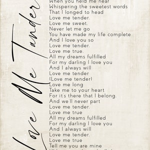 Love Me Tender Song Lyrics on Metal Print on Reclaimed Wood | Etsy