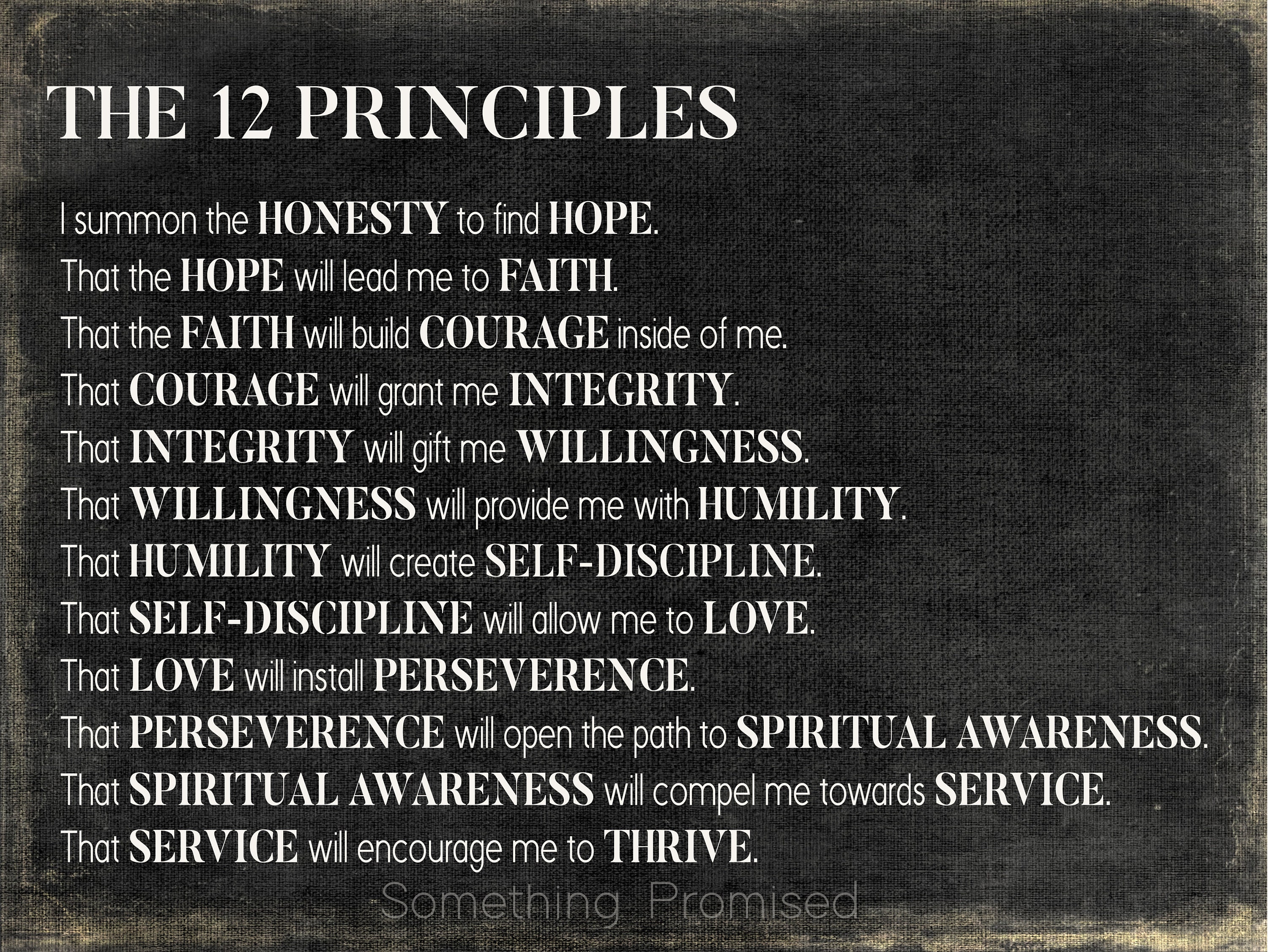 12 Principles of AA Metal Print on Reclaimed Wood Frame Spiritual Wall ...