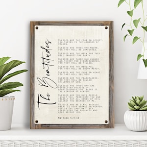 Beatitudes Metal Print on Reclaimed Wood Frame-matthew 5:3-10 ...