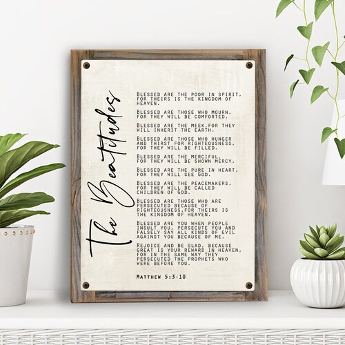 The Beatitudes Scripture Sign Bible Verse Wall Art Wood - Etsy