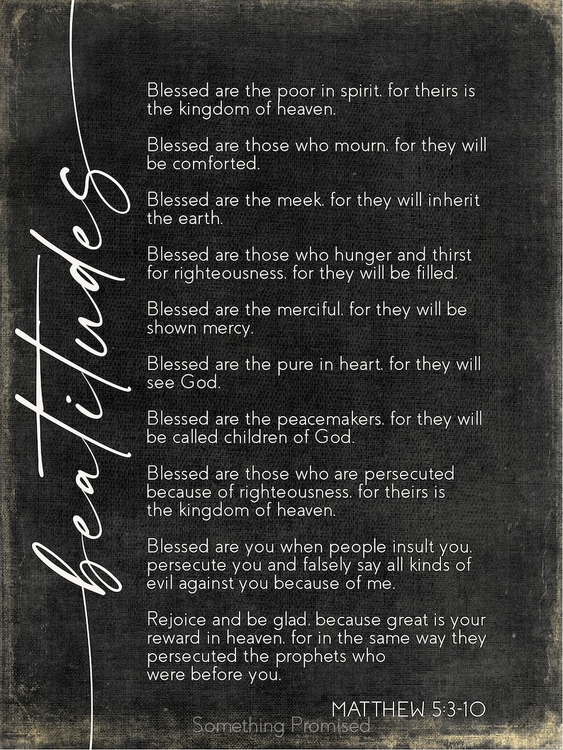 Beatitudes Metal Print on Reclaimed Wood Frame-matthew 5:3-10 ...