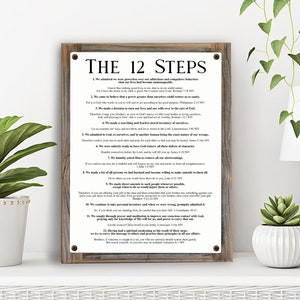 Celebrate Recovery 12 Steps of AA Metal Print on Reclaimed Wood Frame ...