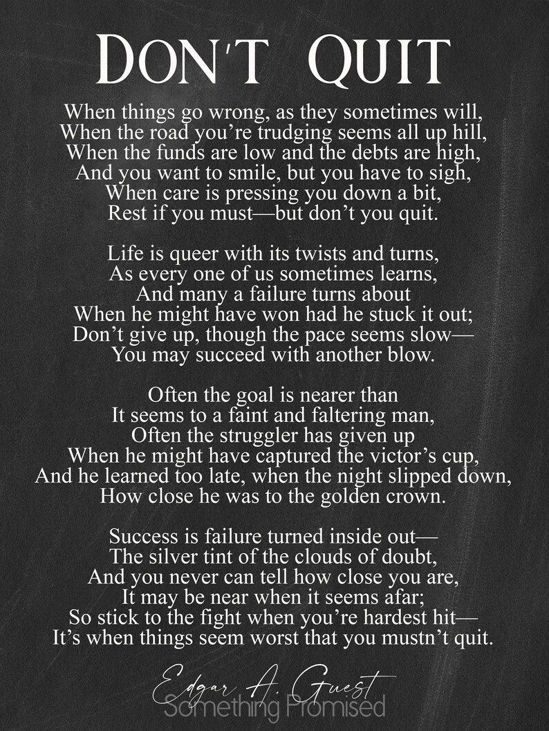 Don't Quit Poem on Metal Print-reclaimed Wood Frame-edgar - Etsy