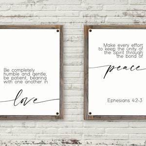 Be Completely Humble & Gentle Two Piece Print Set on Reclaimed Wood ...
