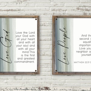 Love God & Love Your Neighbor Set of 2 Metal Prints on Reclaimed Wood ...